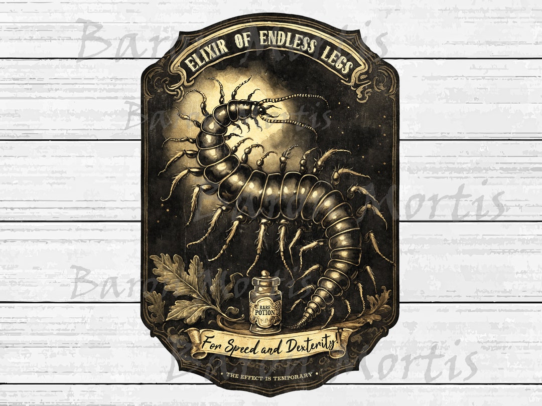 Vintage Centipede Elixir Label: Spooky Halloween Potion (digital ...
