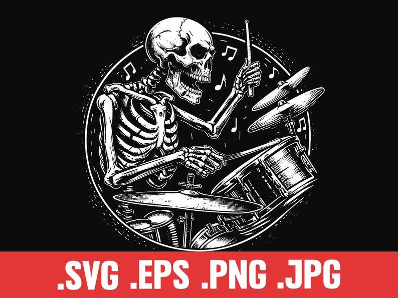 Skeleton Drummer SVG: Skull Drum Player Clip Art (digital Download) - Etsy
