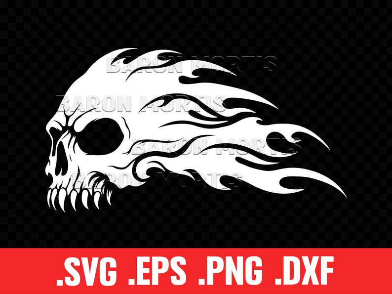 Flaming Skull Car Decal SVG, Skull in Flames Vector Stencil, Skull on ...