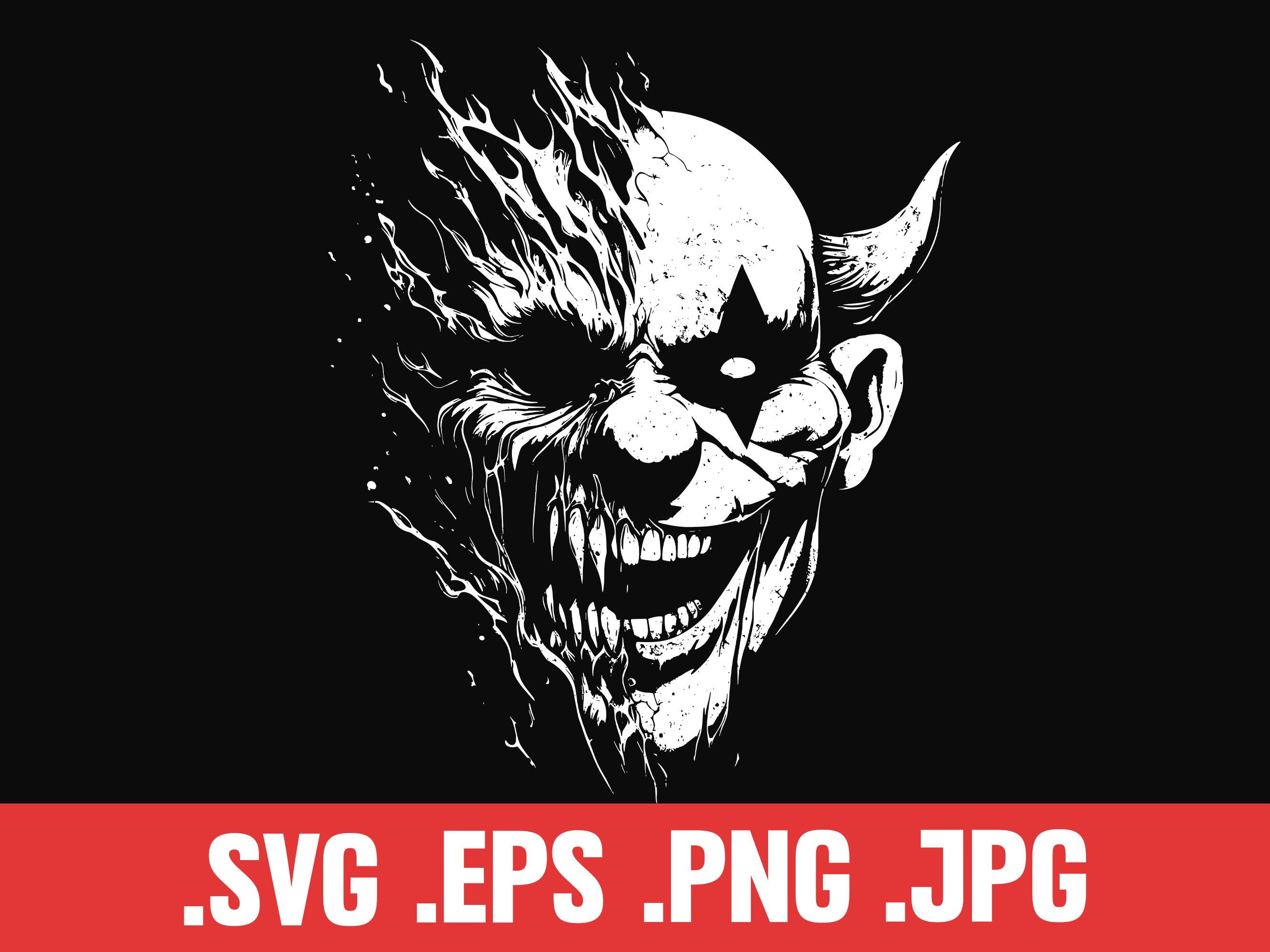 Demon Clown SVG, Halloween Horror PNG, Demonic Clipart, Sublimation ...