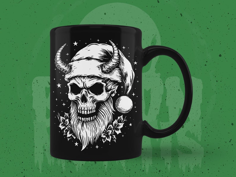 Christmas Skull PNG, Demon Santa SVG, Demonic Skeleton Vector, Jingle ...