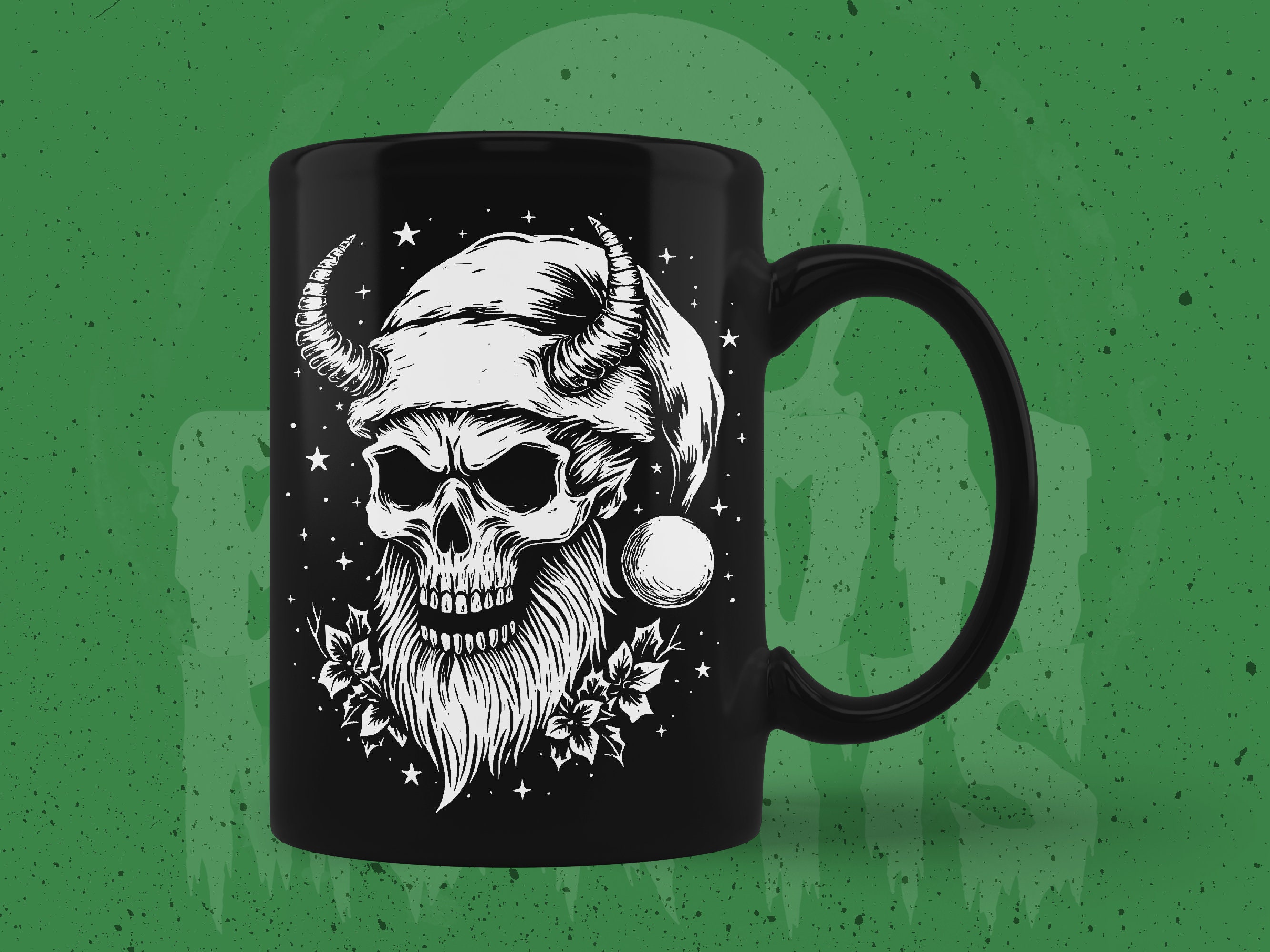 Christmas Skull PNG, Demon Santa SVG, Demonic Skeleton Vector, Jingle ...