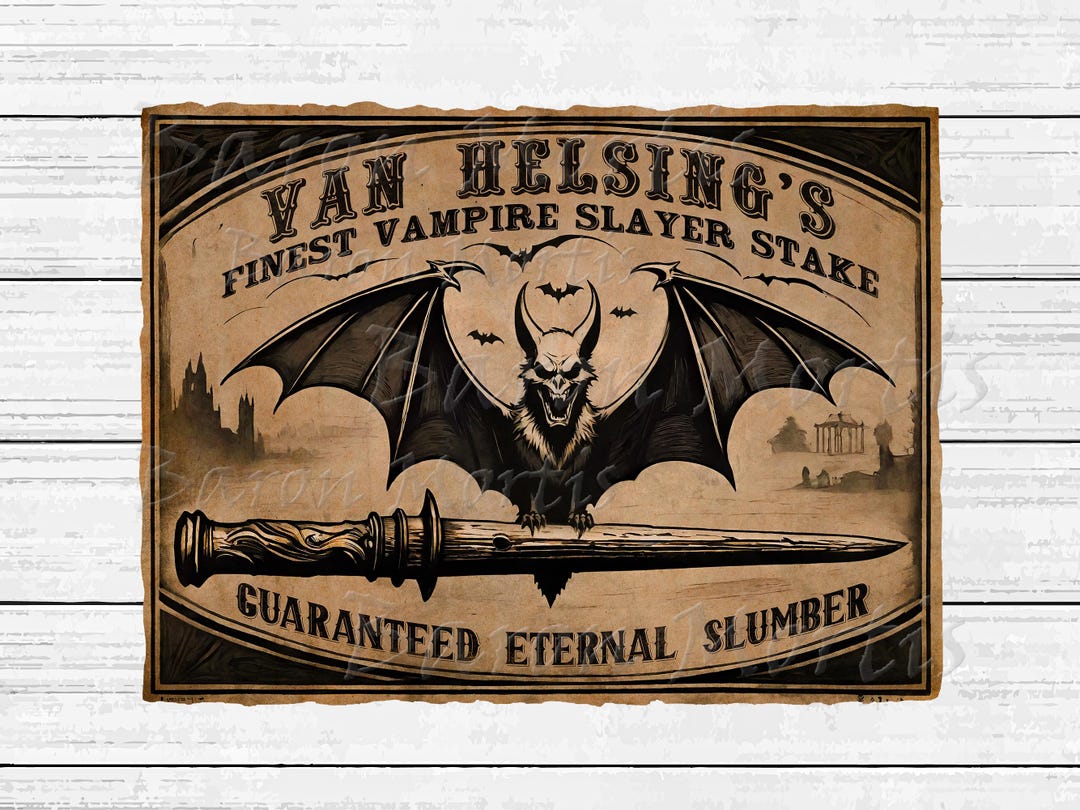Vampire Slayer Stake Label: Van Helsing Printable (digital Download) - Etsy