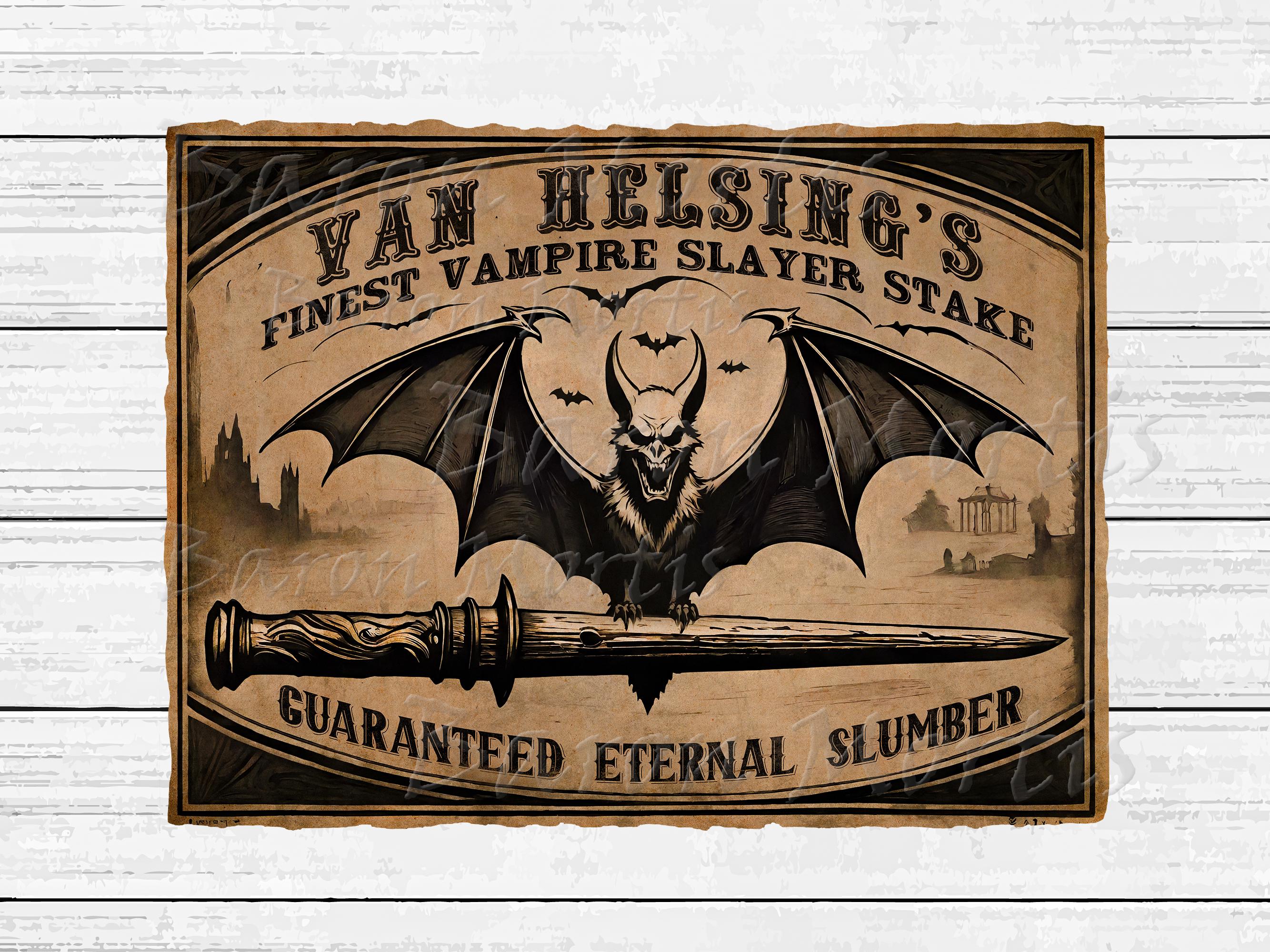 Vampire Slayer Stake Label: Van Helsing Printable (digital Download) - Etsy