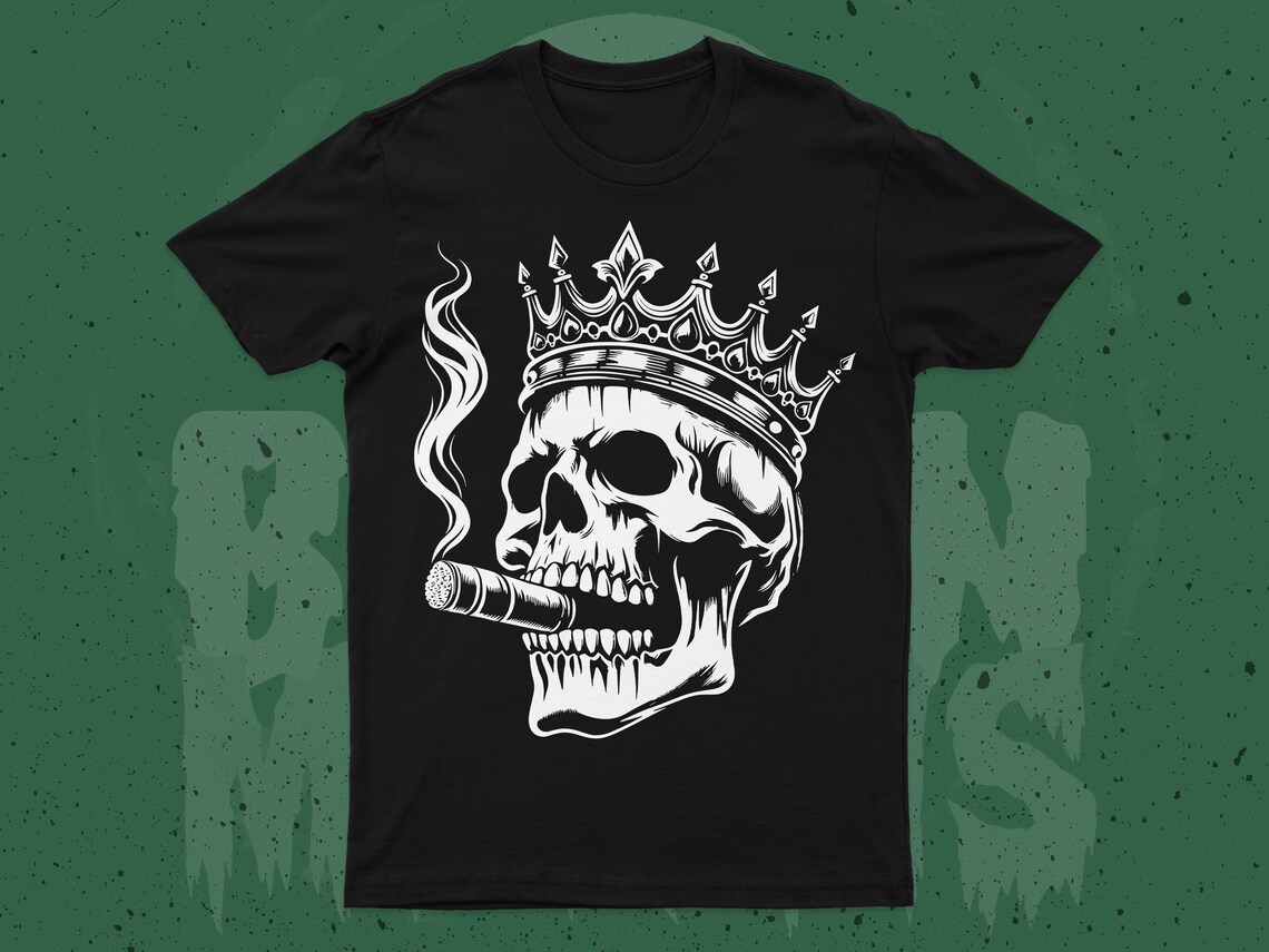 Skull King Smoking Cigar SVG, Cool Skull PNG, Urban Skull Vector, Skull ...