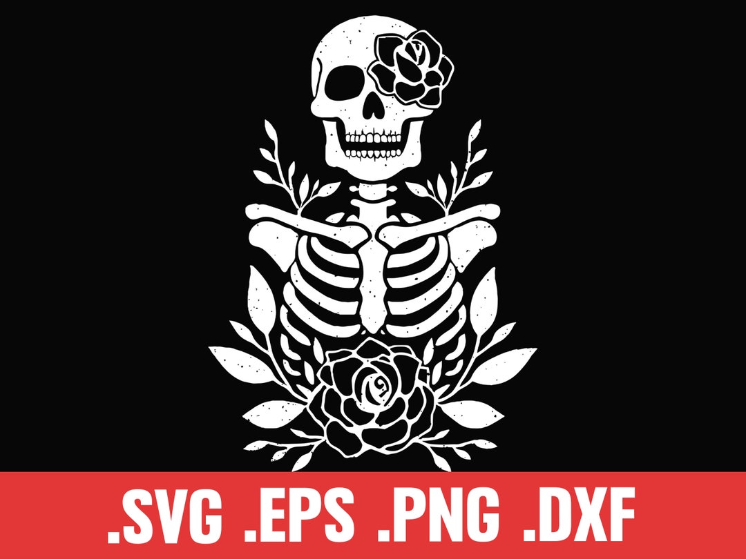 Floral Skeleton SVG, Botanical Skull PNG, Skeleton With Flowers Vector ...