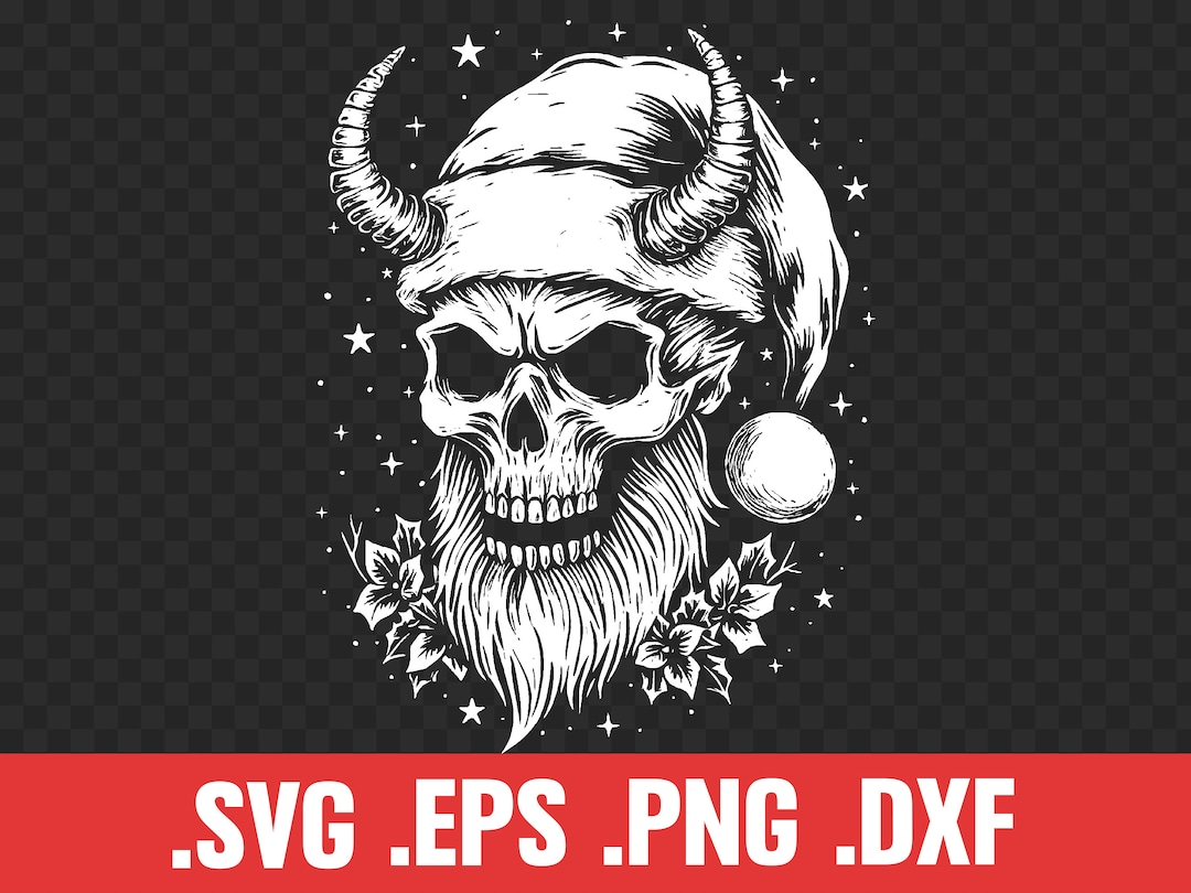 Christmas Skull PNG, Demon Santa SVG, Demonic Skeleton Vector, Jingle ...