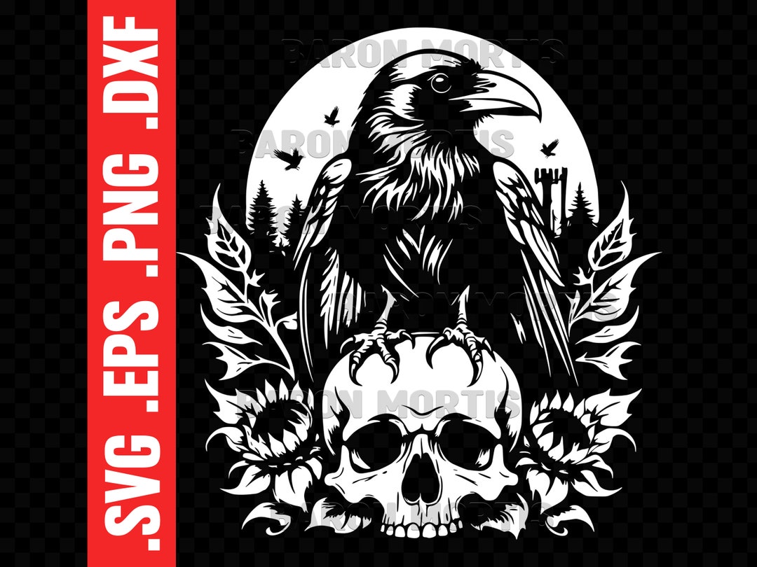 Raven Skull SVG: Halloween Horror Floral Vector (digital Download) - Etsy