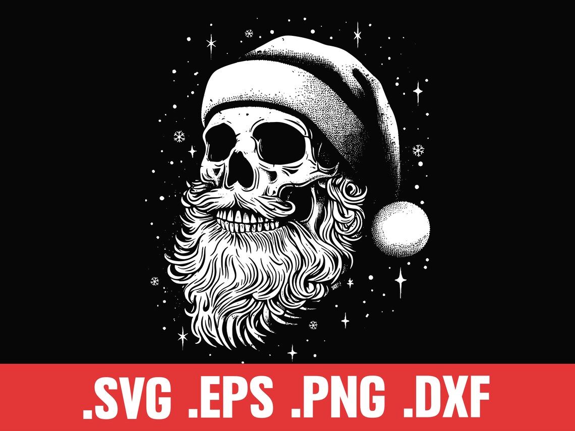 Christmas Skull SVG, Dead Santa Claus Horror PNG, Gothic Merry ...