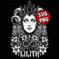 Lilith SVG Bundle, Lilith Face PNG ,lilith and Snake Clipart, Hand ...