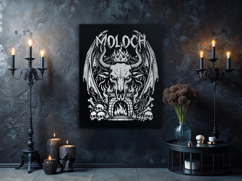 Moloch Demon Skull SVG PNG, Gothic T-shirt Design, Satanic Occult ...