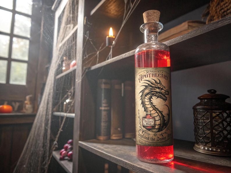 Printable Dragon Potion Label: Vintage Halloween Apothecary (PNG ...