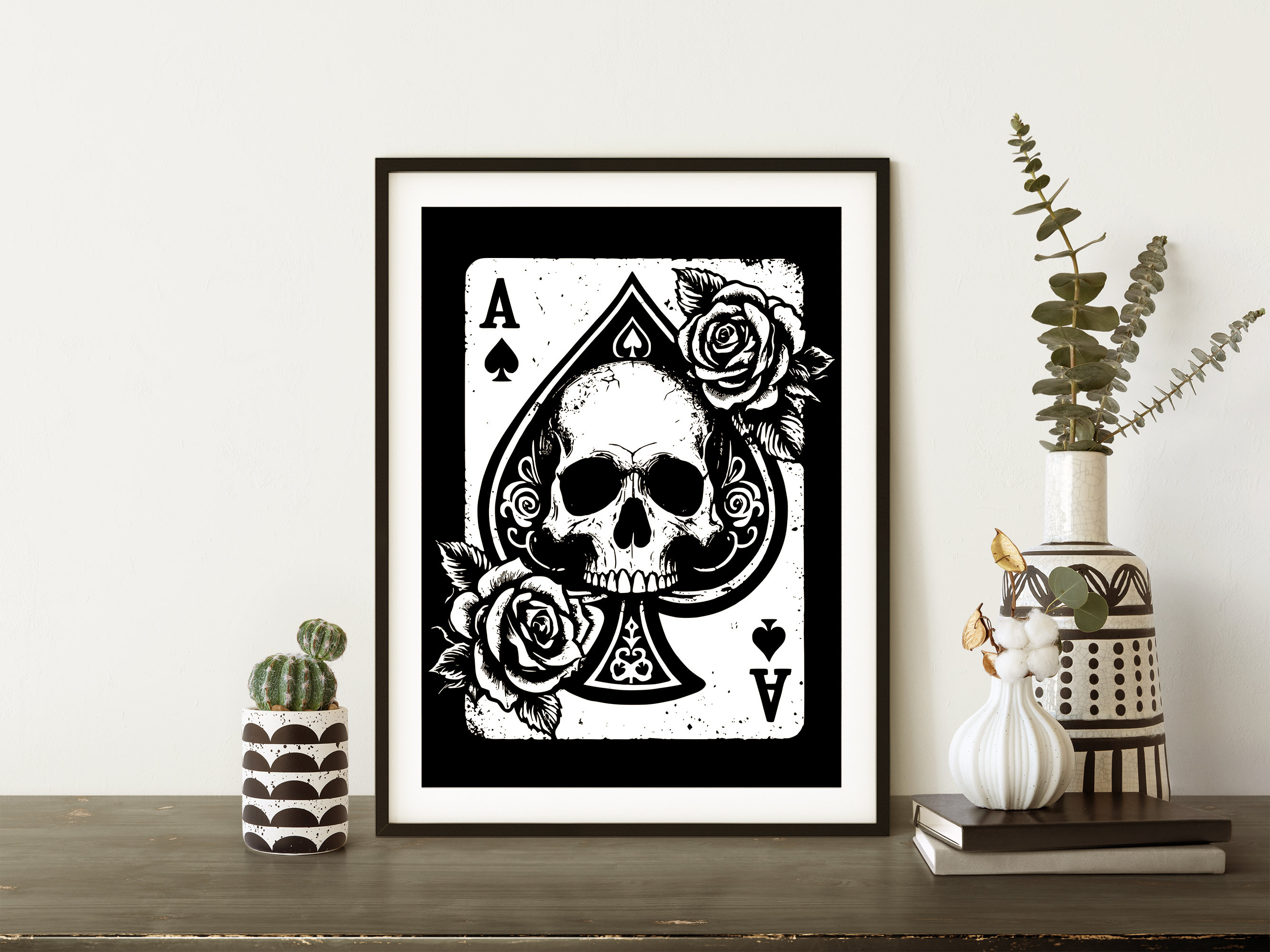 Floral Skull Ace of Spades SVG PNG: Horror Card Clipart (digital ...