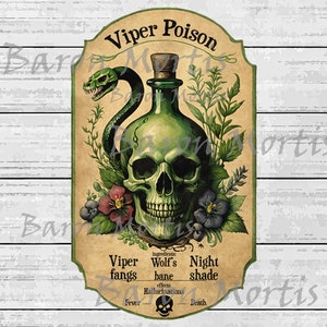 Viper Poison Printable Label, Witchcraft Potion Label, Apothecary ...