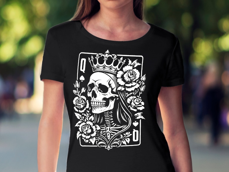 Queen of Spades Skull Vector: Gothic Floral Stencil (digital Download) - Etsy