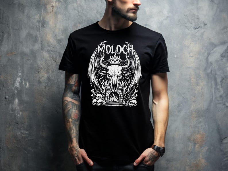 Moloch Demon Skull SVG PNG, Gothic T-shirt Design, Satanic Occult ...