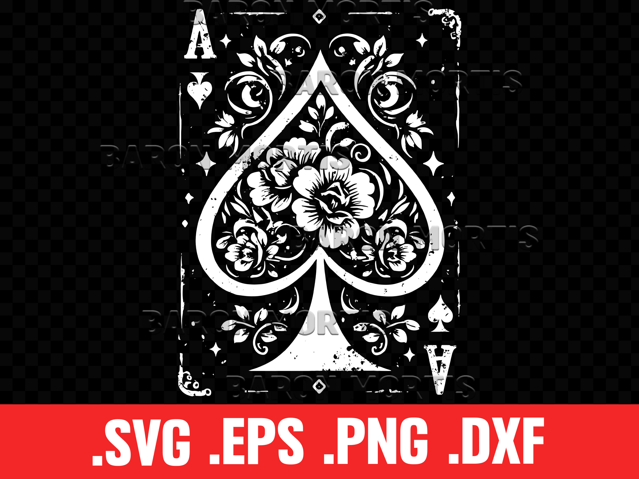 Ace of Spades SVG, Floral Play Cards, Poker Game Card PNG, Magic Trick ...