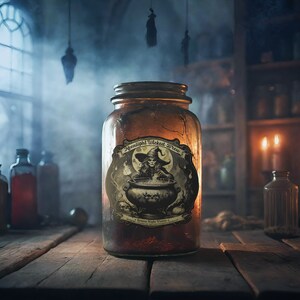 Vintage Halloween Witch Potion Label: Moonlight Wicked Brew (digital ...