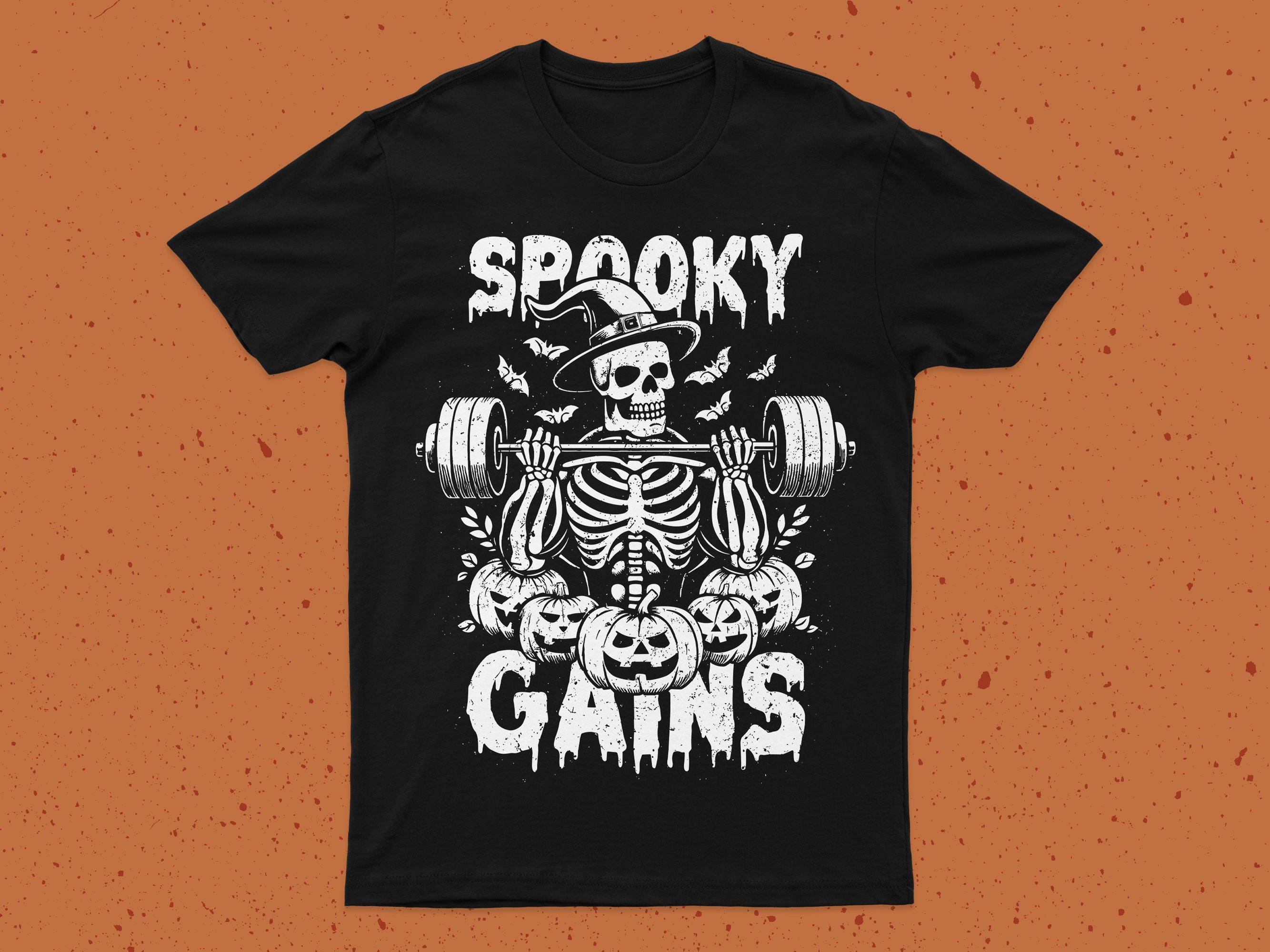 Spooky Gains SVG, Halloween Bodybuilder PNG, Weightlifting Skeleton ...