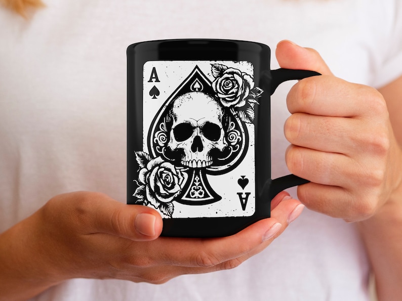 Floral Skull Ace of Spades SVG PNG: Horror Card Clipart (digital ...