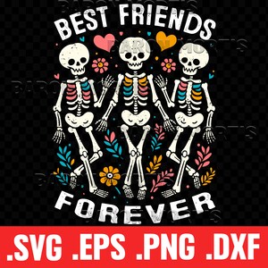 Dancing Skeletons SVG, Best Friends PNG, Printable Vector, Floral ...