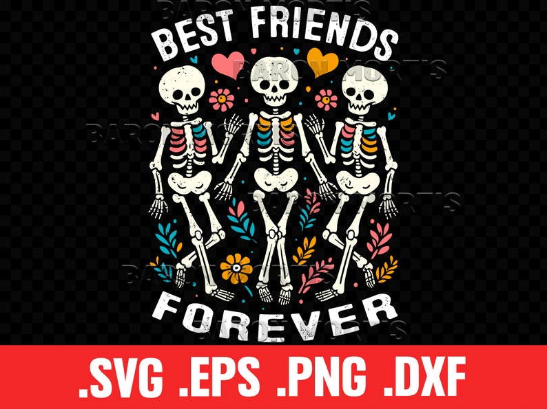 Dancing Skeletons SVG, Best Friends PNG, Printable Vector, Floral ...