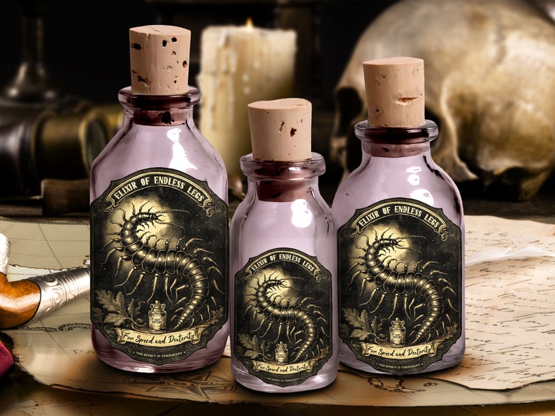 Vintage Centipede Elixir Label: Spooky Halloween Potion (digital ...