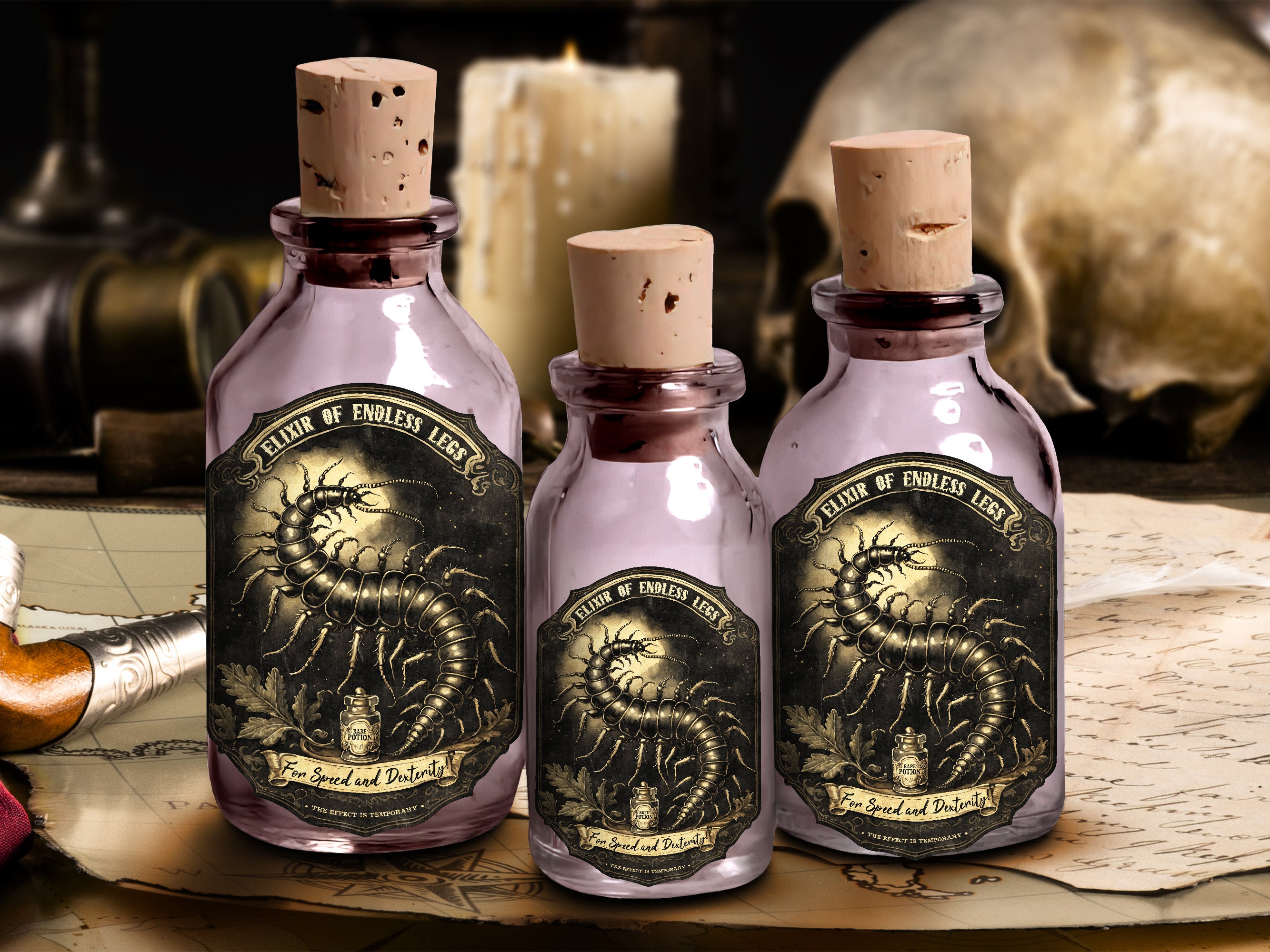 Vintage Centipede Elixir Label: Spooky Halloween Potion (digital ...
