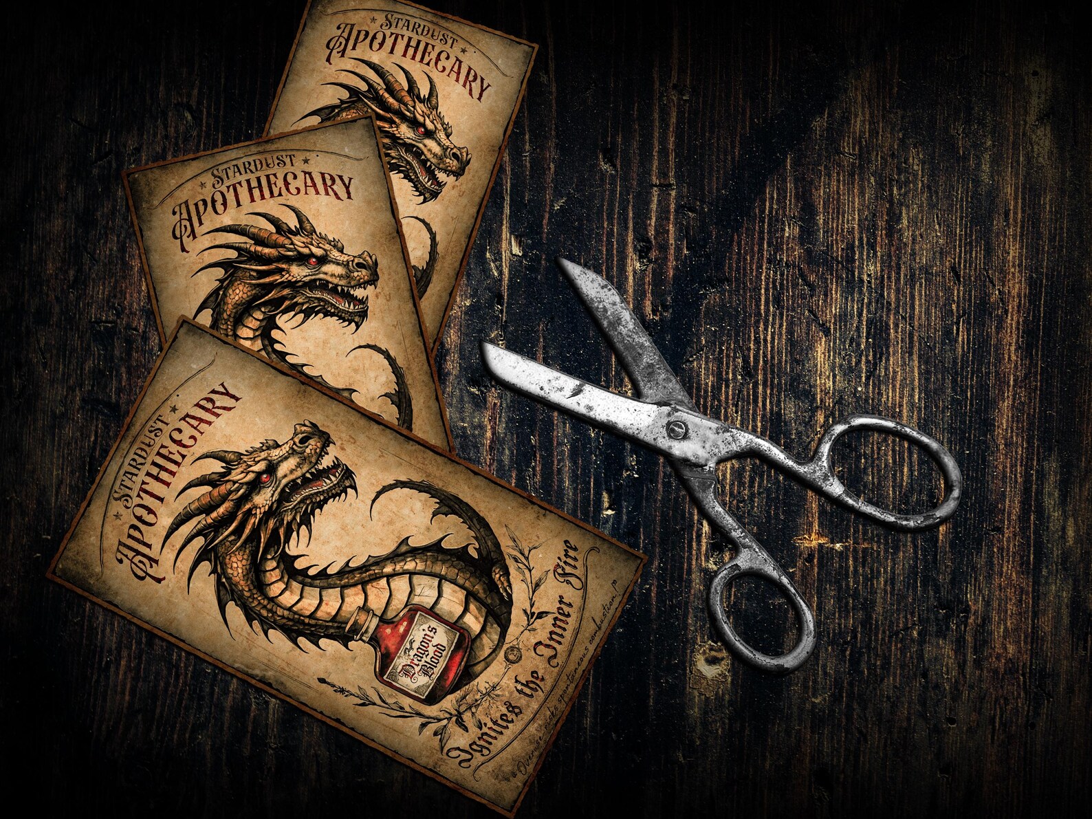 Printable Dragon Potion Label: Vintage Halloween Apothecary (PNG ...