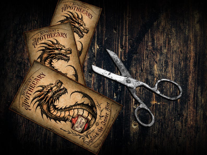 Printable Dragon Potion Label: Vintage Halloween Apothecary (PNG ...