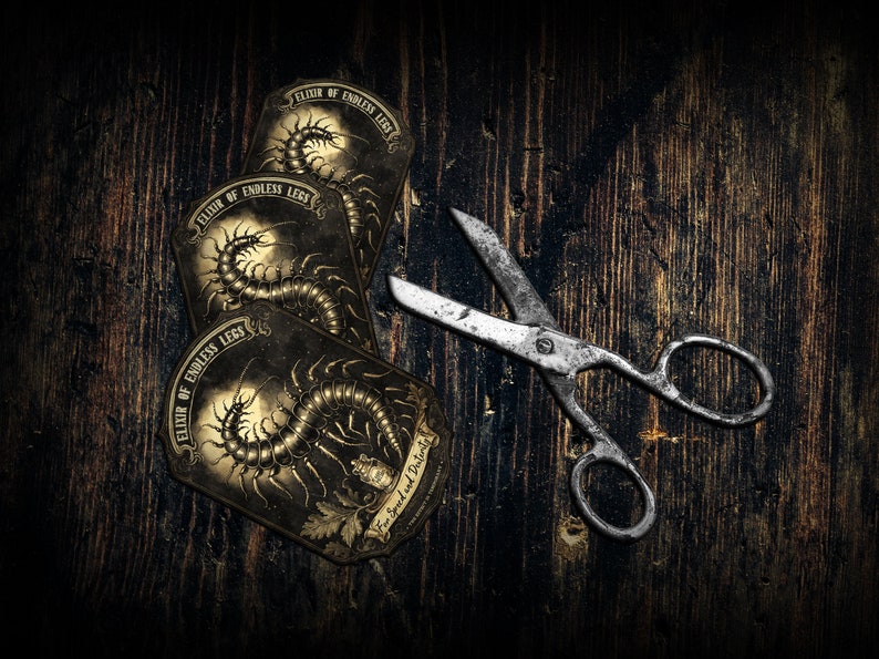 Vintage Centipede Elixir Label: Spooky Halloween Potion (digital ...