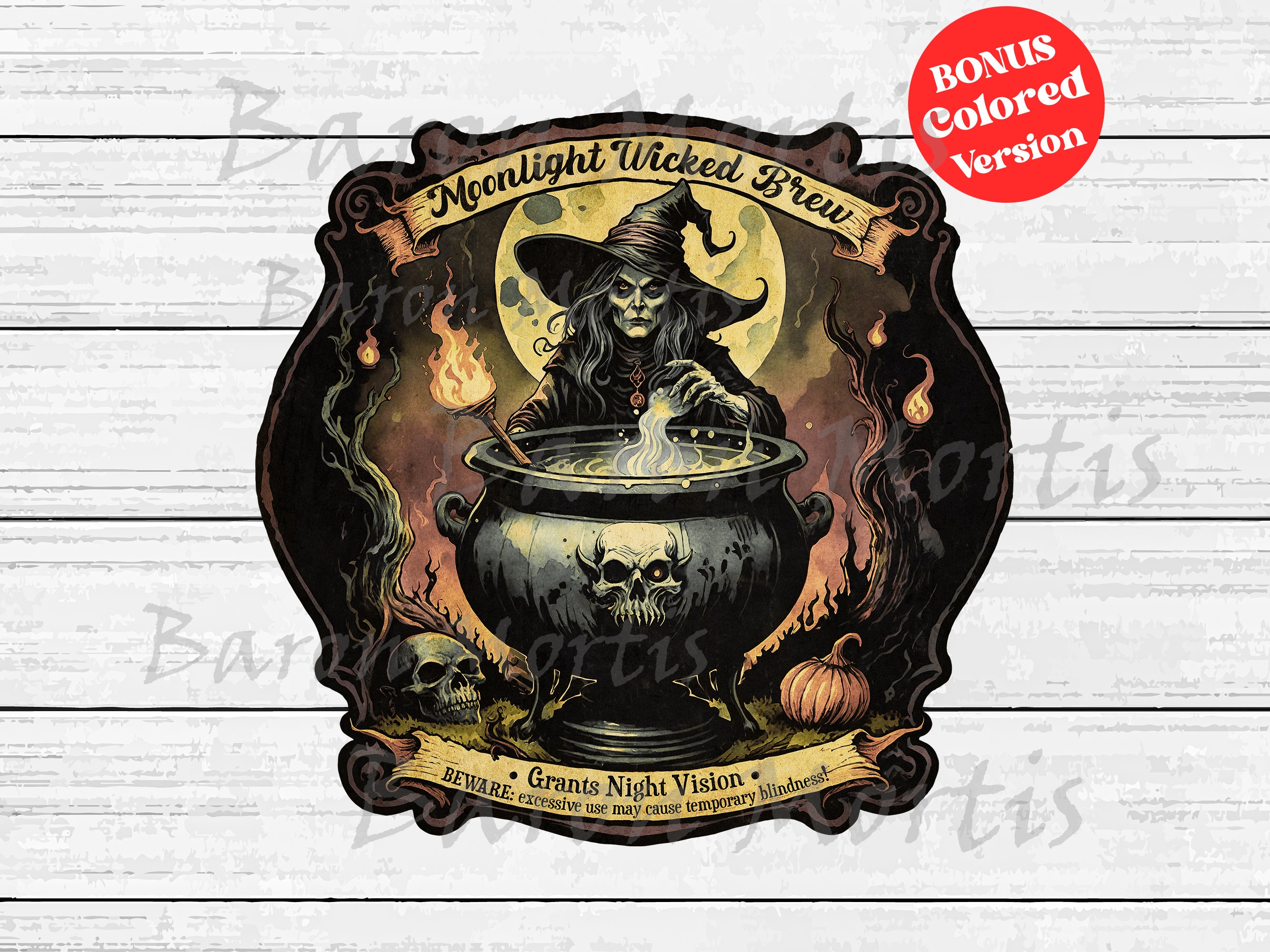 Vintage Halloween Witch Potion Label: Moonlight Wicked Brew (digital ...