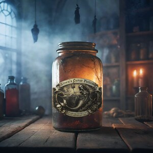 Siren's Curse Potion Label: Vintage Mermaid Skeleton Art (digital ...