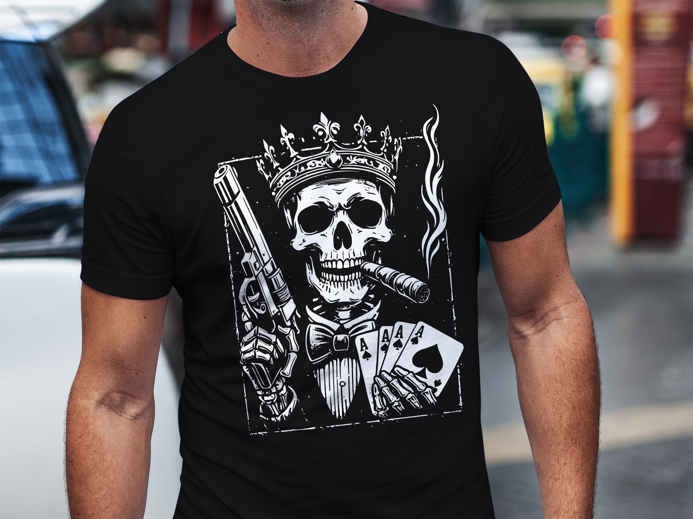 Skeleton King SVG, Skull Crown, Cigar, Guns Printable Vector (digital ...