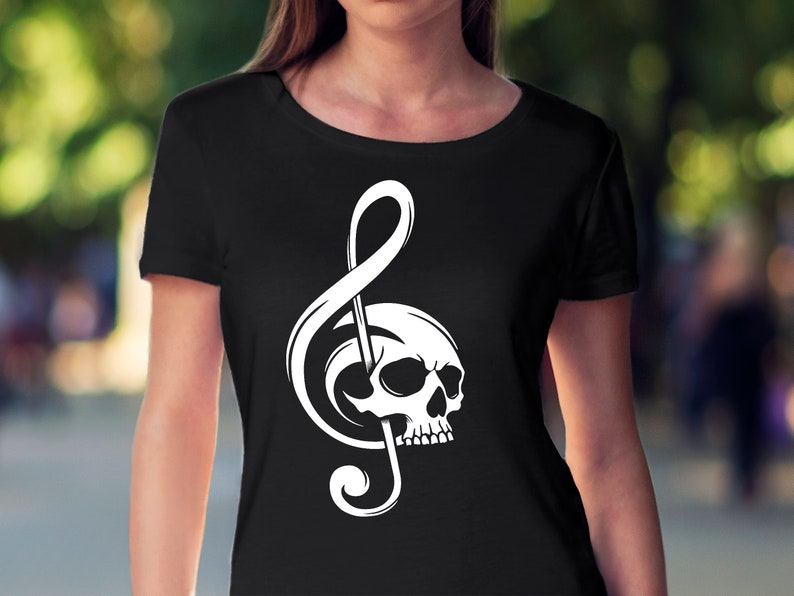 Treble Clef Skull SVG, Printable Skull Stencil, Horror Musical Note PNG ...