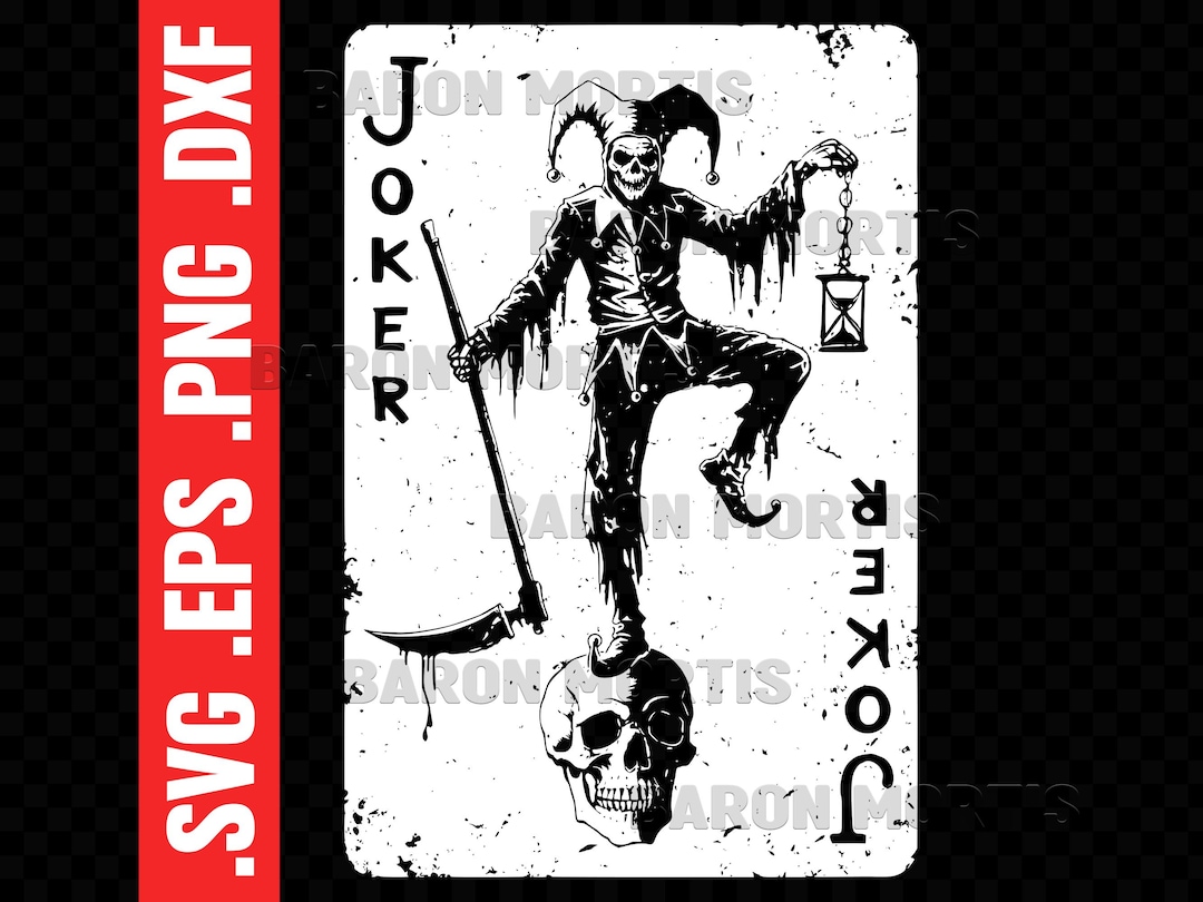 Grim Reaper Joker SVG, Jester Skull Playing Card Vector, Gothic ...