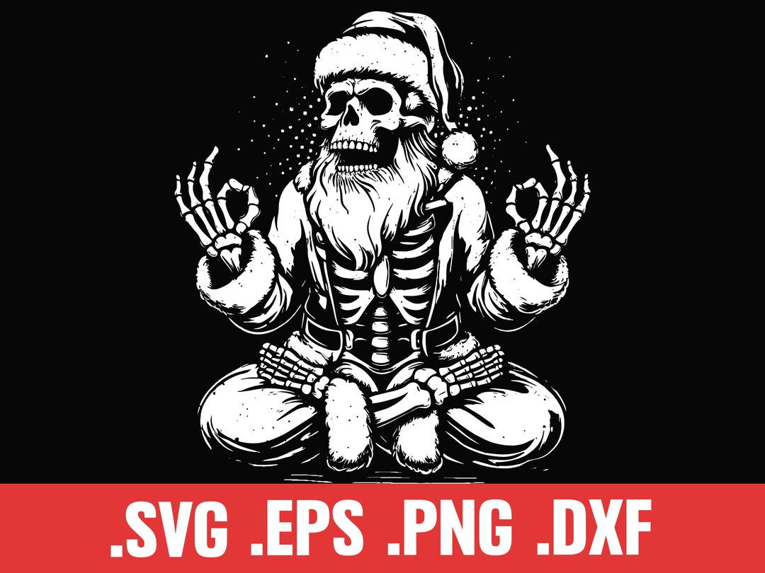 Yoga Santa Claus SVG, Christmas Meditation PNG, Santa Skull, Christmas ...