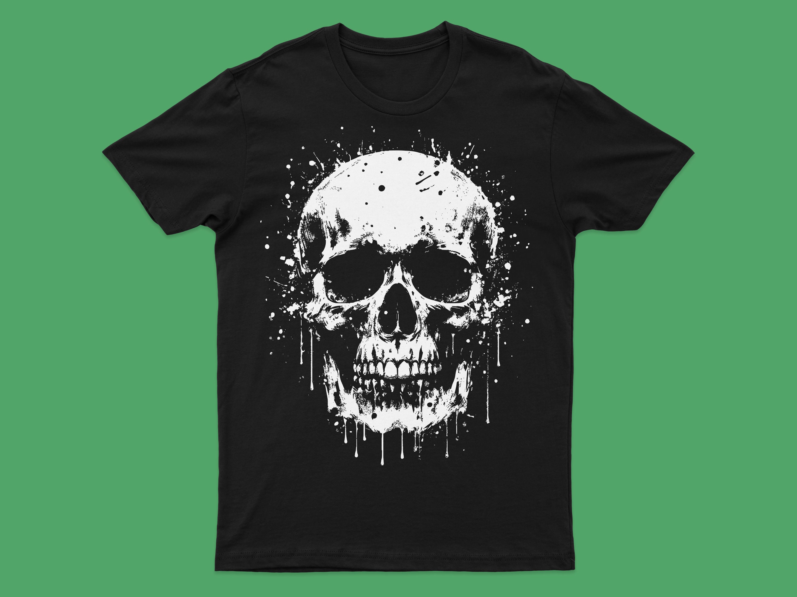 Grunge Skull Paint Splash SVG, Grungy Skull Shirt Vector, Distressed ...