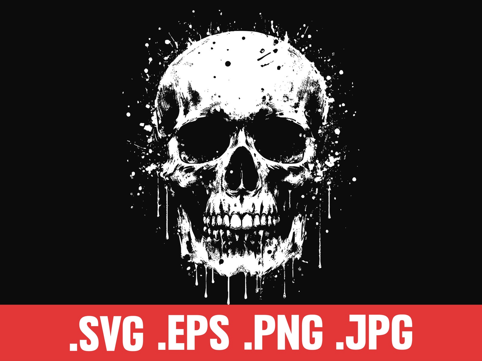 Grunge Skull Paint Splash SVG, Grungy Skull Shirt Vector, Distressed ...