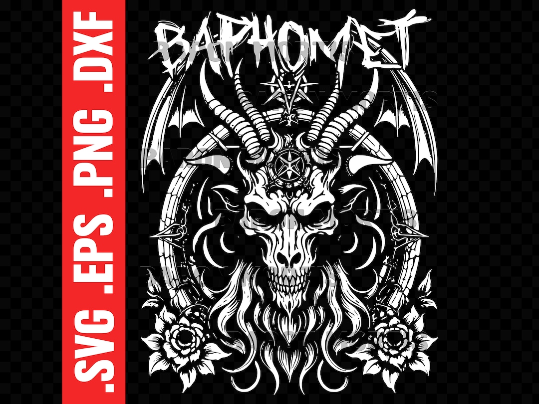 Baphomet Printable Stencil SVG, Demonic Deity Vector Art, Floral Horned ...