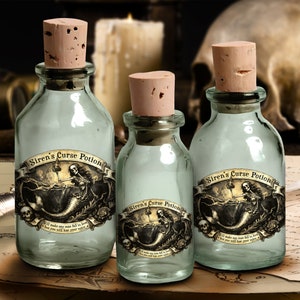 Siren's Curse Potion Label: Vintage Mermaid Skeleton Art (digital ...