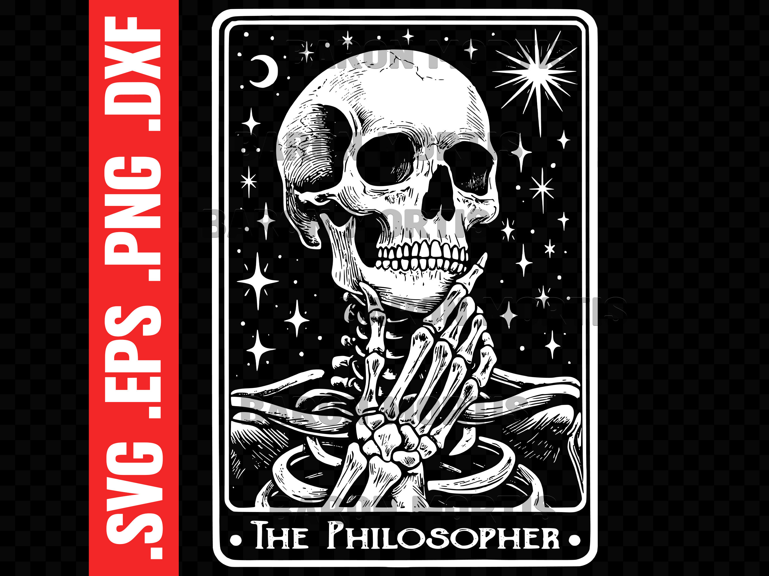 Skeleton Tarot Card SVG, Funny Skeleton Clipart, Philosopher Skull PNG ...