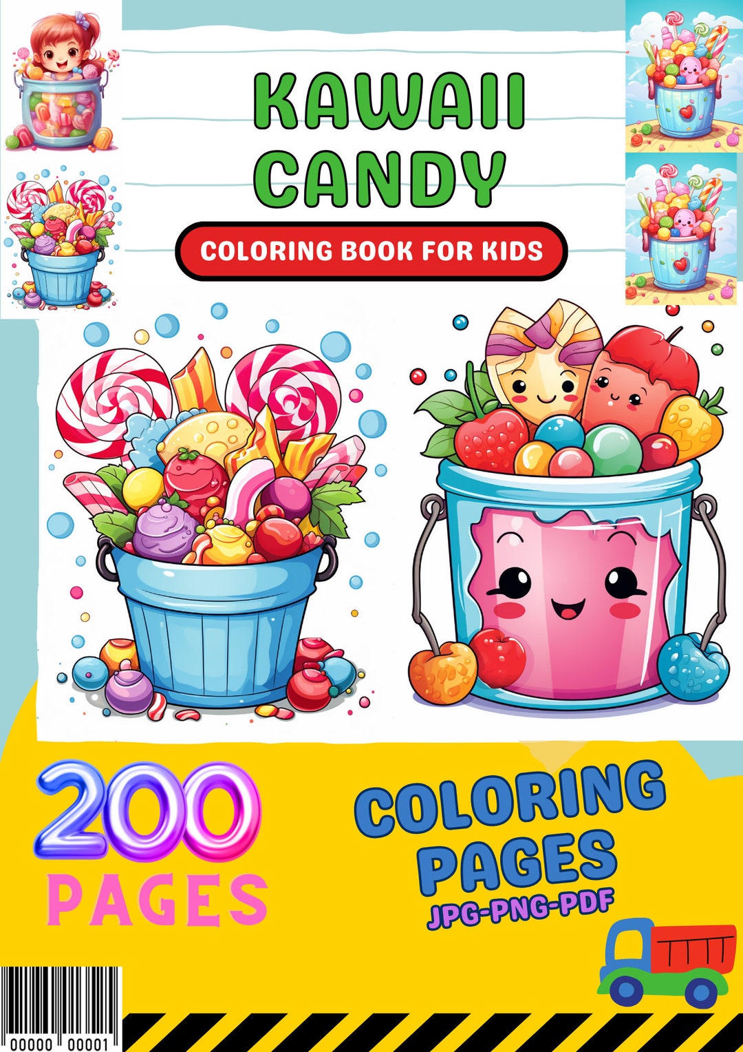 Kawaii Candy Coloring Pages for Kids 200 - Etsy