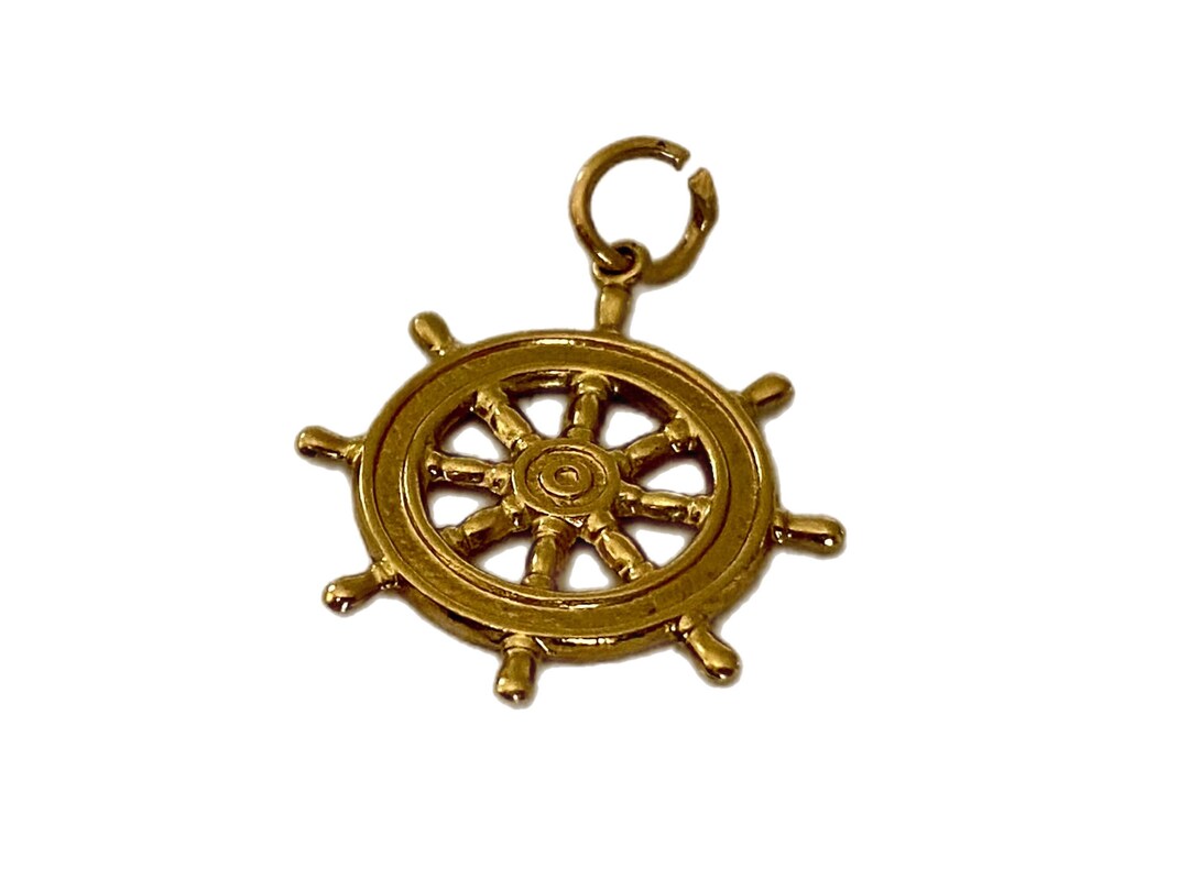 Vintage 9ct Gold Ships Wheel Charm, 9K Boat, Sailing, Pendant - Etsy