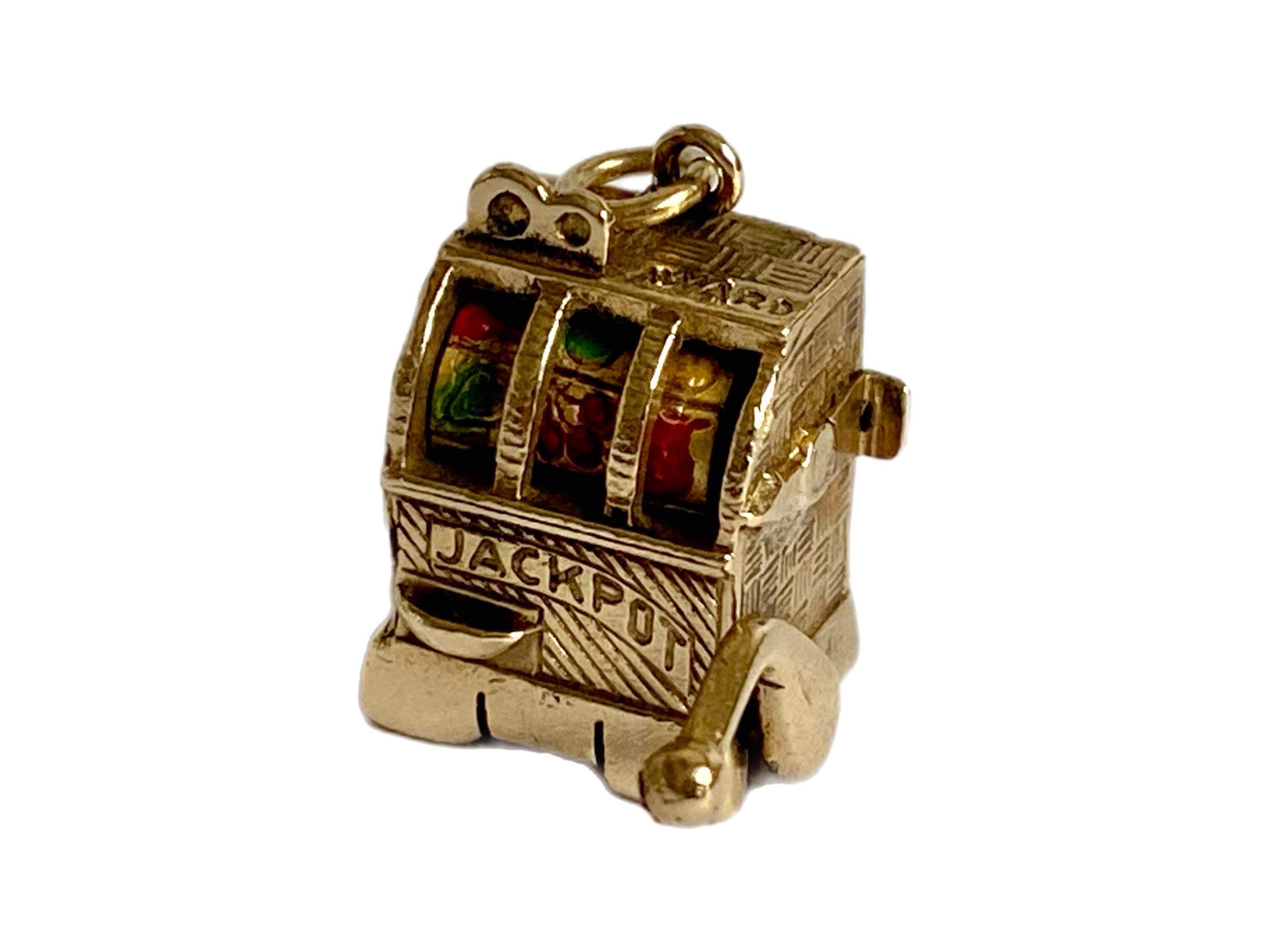 Rare 9ct Gold Working One Arm Bandit Charm, Retro 9K Slot Machine ...