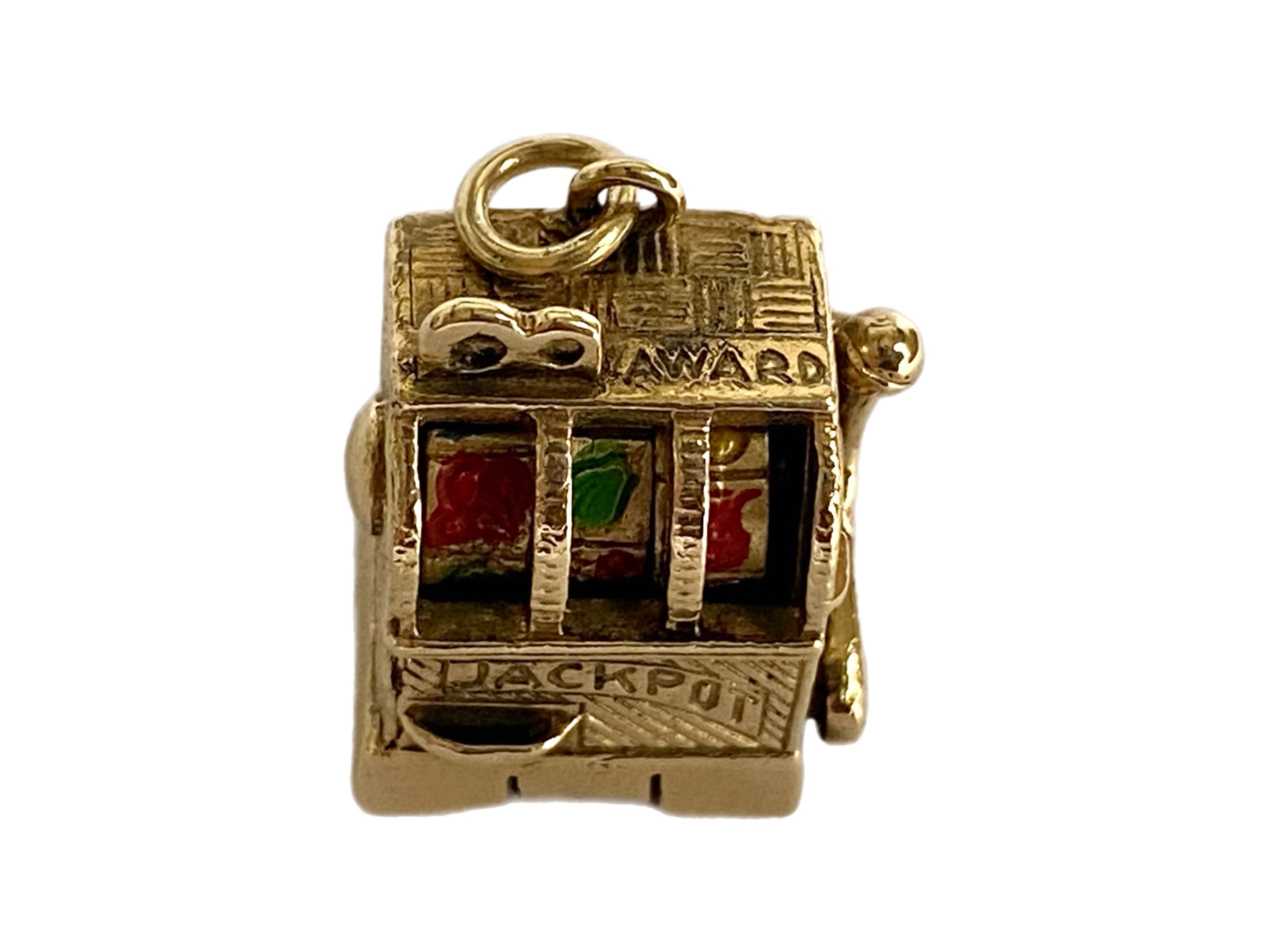 Rare 9ct Gold Working One Arm Bandit Charm, Retro 9K Slot Machine ...