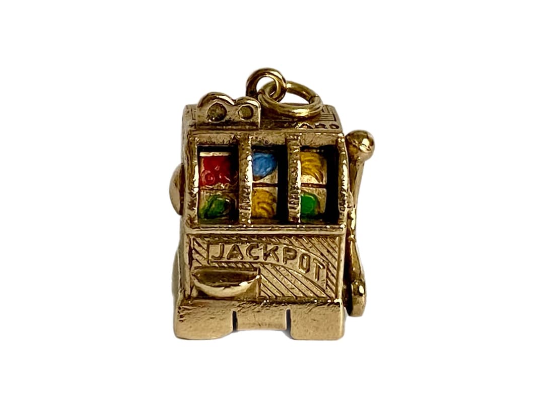 Rare 9ct Gold Working One Arm Bandit Charm, Retro 9K Slot Machine ...