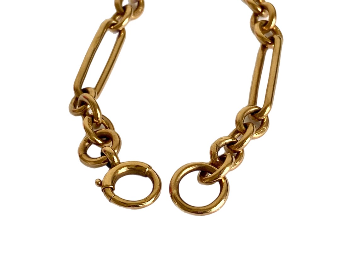 Vintage 9ct Gold Link Charm Bracelet, 9K Chunky Chain - Etsy