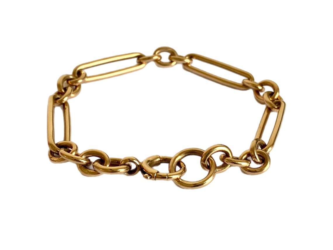 Vintage 9ct Gold Link Charm Bracelet, 9K Chunky Chain - Etsy