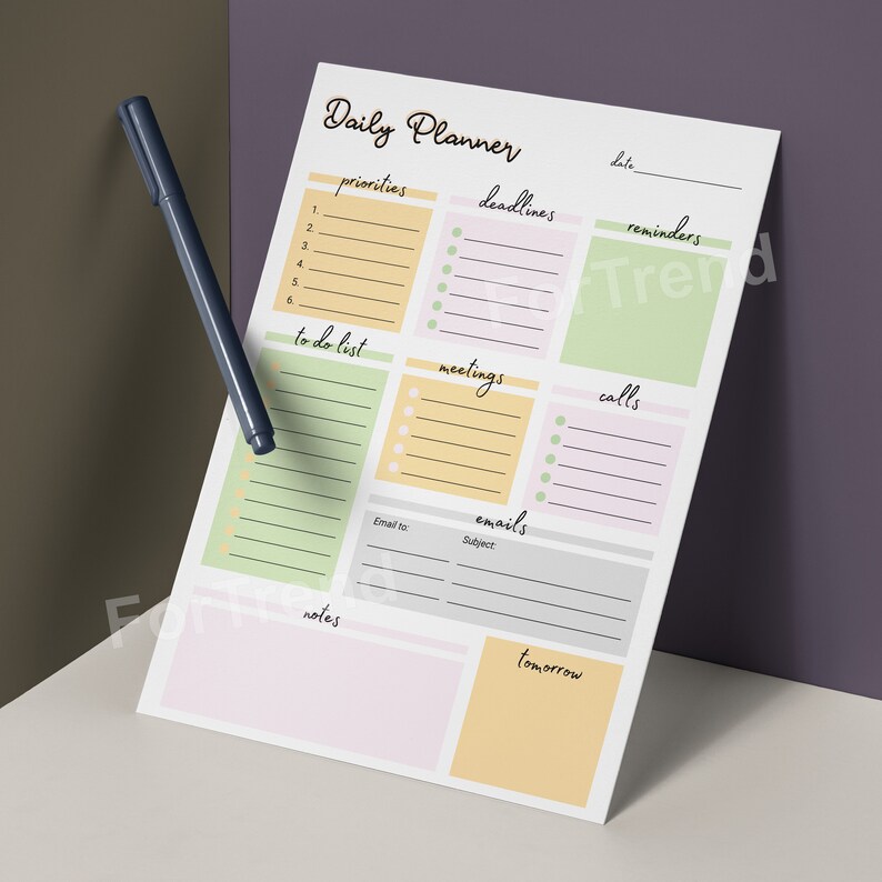 Daily Planner Printable to Do List Printable Productivity Day Planner ...